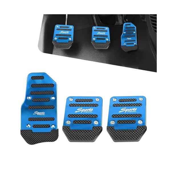 商品名: getfay Pack-3 カーペダルセット ブレーキスロットルクラッチ合金 + 滑り止めラバーストリップペダルカバー交換 正確なペダリング インテリア スポーツデコレーション マニュアルトランスミッション車汎用(ブルー) get...