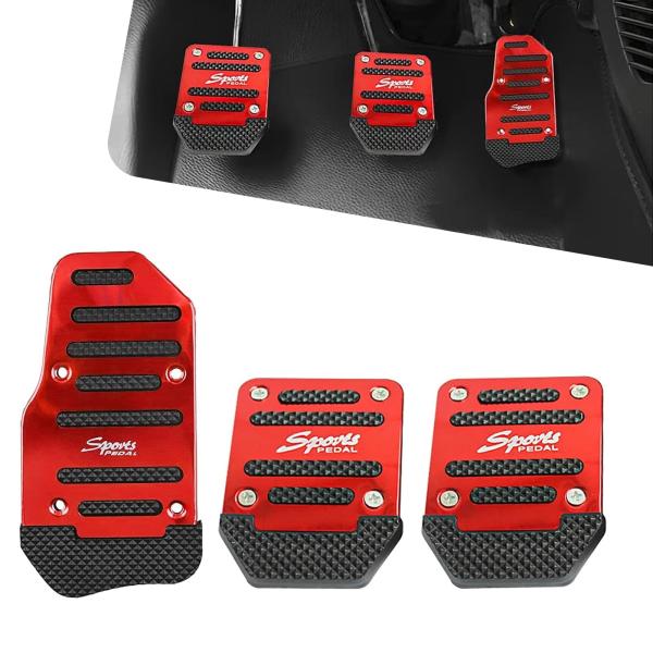 商品名: getfay Pack-3 カーペダルセット ブレーキスロットルクラッチ合金 + 滑り止めラバーストリップペダルカバー交換 正確なペダリング インテリア スポーツデコレーション マニュアルトランスミッション車汎用(レッド) get...