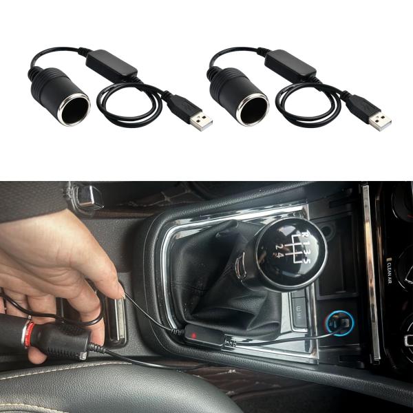 商品名:  HEVLE 2PCS USB A Male to 12V Car Cigarette Lighter Socket Female Converter Cable, Cigarette Lighter Adapter Fits f...