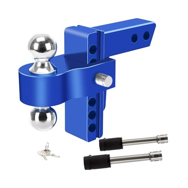商品名:  CARPMS 2 receiver hitch, Aluminum Adjustable Trailer Hitch (Blue), 6" Drop/Rise Drop Hitch, 12500 LBS GTW, Ball Mo...
