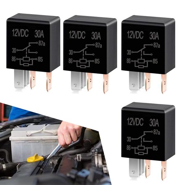 商品名: Sumjig(サムジグ) 車用 5ピン SPST リレースイッチ 4個 12V 30A 防水 高耐久 標準モーター 安定化リレー 多目的リレー交換用改造アクセサリー ほとんどの車 トラック用 (ブラック) Sumjig 4 PCS...