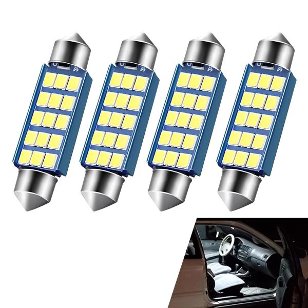 商品名: Sumjig(サムジグ) 4個 車 LED ダブルポインテッドリーディングライト 1.6インチ x 0.3インチ 2835 高速応答 360度サラウンド照明デザイン ルーフライト 照明アクセサリー 車用 (ホワイト) Sumjig...