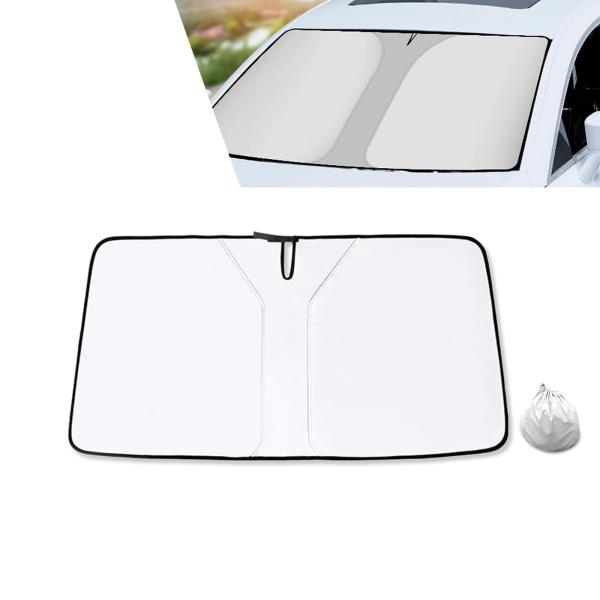 商品名: Miytsya 車用フロントガラスサンシェード 1点 56インチ x 31.5インチ x 52インチ 不透明 チタンゴム 断熱サンバイザー 収納バッグ付き オールシーズン対応 日焼け止めアクセサリー 車にフィット(シルバー) Mi...