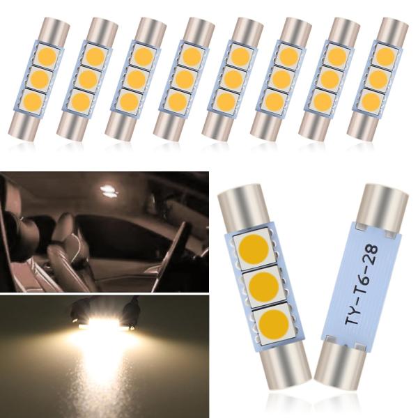 商品名:  Slykew 10 PCS Car LED Reading Light Roof Light Bulb, 28mm 6614F/6612F 5050-3SMD No Delay Plug-and-play Super Brigh...