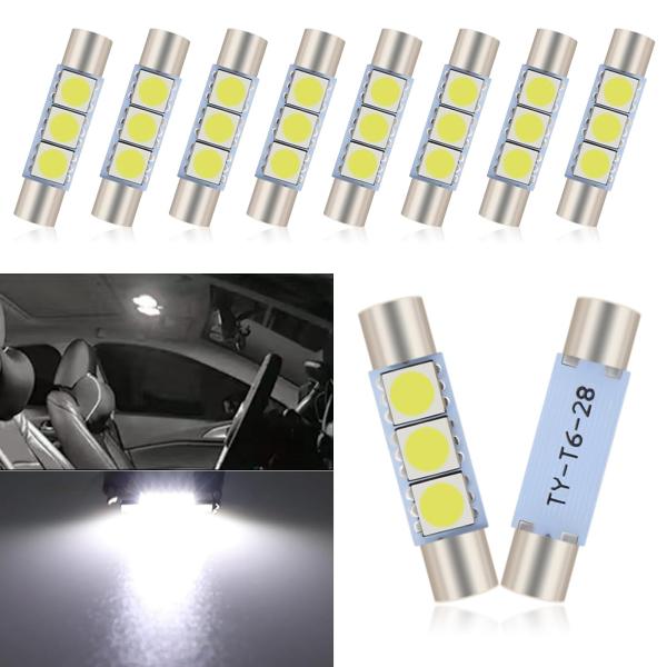 商品名:  Slykew 10 PCS Car LED Reading Light Roof Light Bulb, 28mm 6614F/6612F 5050-3SMD No Delay Plug-and-play Super Brigh...