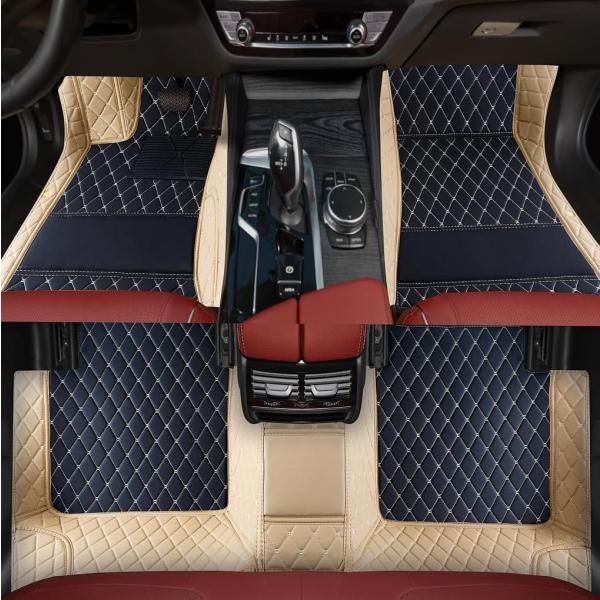 商品名:  LUSENBO Luxury Leather Car Floor mats Custom Personalized Full Coverage car Floor mat for 99% of Cars. (Beige+Blac...