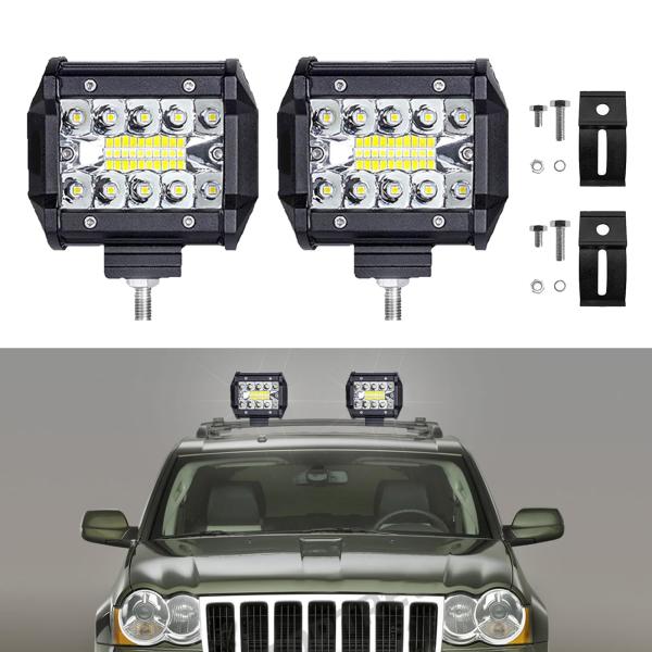 商品名:  getfay Pack-2 Car LED Work Light, 3 Rows 20 LED IP68 Waterproof Spotlight, Alloy Fence Type Heat Dissipation 50000...
