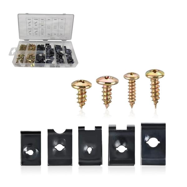 商品名:  Miytsya 170 PCS Car U-clamp Assortment Kit with Storage Box, Multi-purpose Vehicle Engine Fastening Screw for Dash...