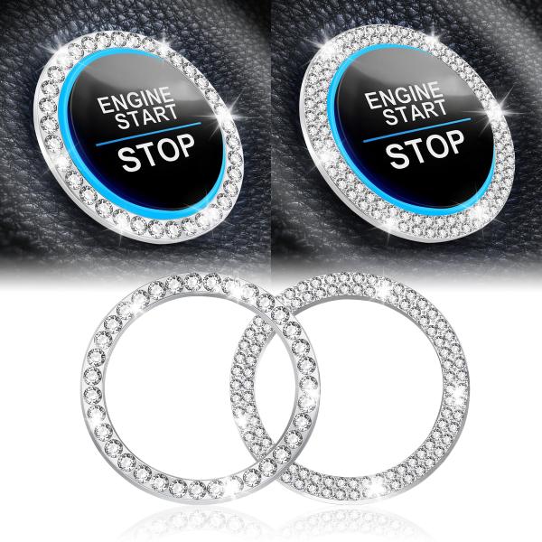 商品名: LivTee 2個 クリスタル コンビナトリアル ラインストーン 車 エンジン スタート デコレーションリング プッシュトゥスタートボタン カバー/ステッカー キラキラ カーインテリア アクセサリー 女性用 キーイグニッション&a...