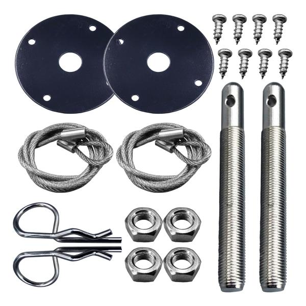 商品名:  Hood Pin Kit for Car, Stainless Steel Engine Hood Pin Plate Bonnet Lock Clip, with Racing Lanyard for Fixing Car H...
