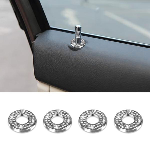 商品名:  HEVLE 4PCS Bling Inner Car Door Lock Cover Stickers, Rhinestones Pull Rod Bolt Decorations, Crystal Auto Decals Do...