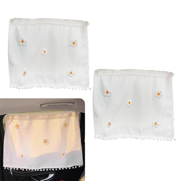 商品名: cerfioo 車用サイドウィンドウサンシェード フラワーデザイン 16.92インチ x 25.59インチ ソフトファブリック 車用遮光カーテン ユニバーサル 調節可能 自動車 プライバシーカーテン トラック SUV 車用 (ホワ...