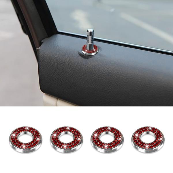 商品名:  HEVLE 4PCS Bling Inner Car Door Lock Cover Stickers, Rhinestones Pull Rod Bolt Decorations, Crystal Auto Decals Do...