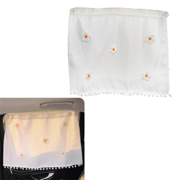 商品名: cerfioo 車用サイドウィンドウサンシェード フラワーデザイン 16.92インチ x 25.59インチ ソフトファブリック 車用遮光カーテン ユニバーサル 調節可能 自動車 プライバシーカーテン トラック SUV 車用 (ホワ...