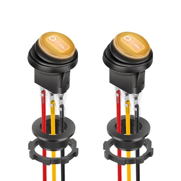 商品名:  2PCS 12V UL Listed Round Rocker Switch, Waterproof LED Rocker Toggle Switch with Shell, Lighted ON Off SPST 3 Pin ...