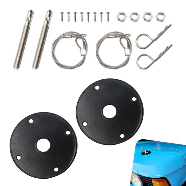 商品名:  Jewkot 2 PCS Car Engine Hood Lock Pin Kit, High-Hardness Stainless Steel + Iron Cable-Type Fixed Shock-Absorbing I...