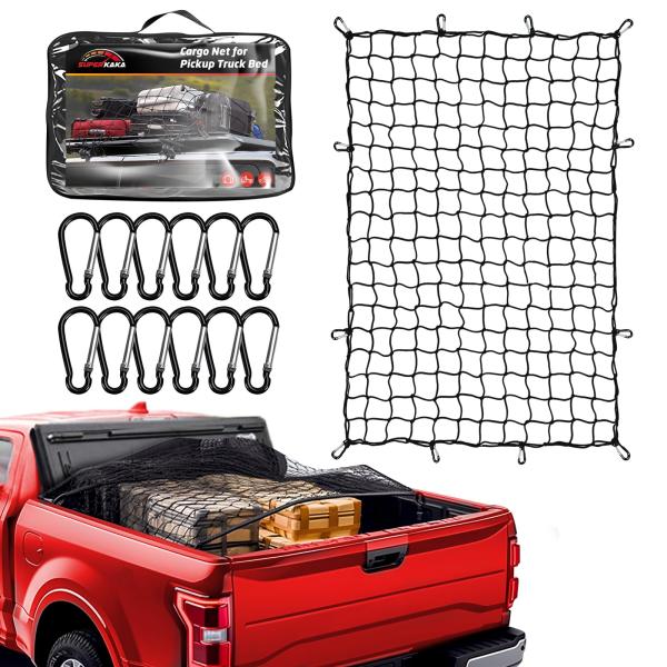 商品名:  4' x 6' Cargo Net for Pickup Truck Bed, Trailer,Boat, SUVs Stretches to 12'x18' Max Truck Bed Net,Compatible with ...