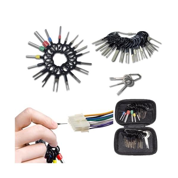 商品名: ecocstm 41個 ターミナル取り外しツールキット、ピン抽出ツールセット 電線コネクタ ピンリリース デピニングツール 自動車用 壊れたキーエジェクター 家電用 ecocstm 41 PCS Terminal Removal ...