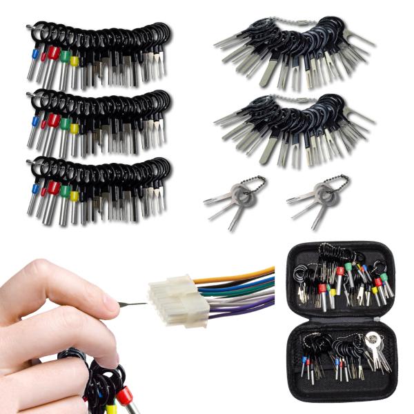 商品名: ecocstm 82個 ターミナル取り外しツールキット、ピン抽出ツールセット 電線コネクタ ピンリリース デピニングツール 自動車用 壊れたキーエジェクター 家電用 ecocstm 82 PCS Terminal Removal ...