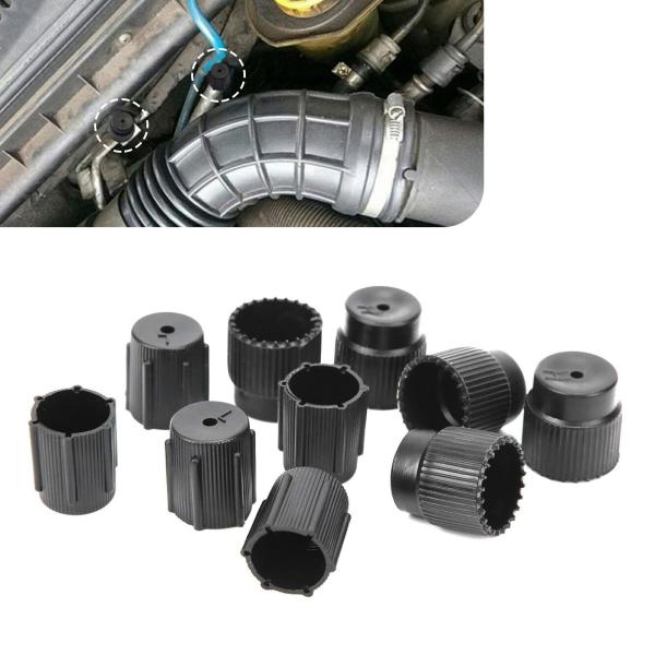 商品名: dawfall カーエアコンバルブコア修理カバーキット、ABSプラスチック低圧キャップと高圧キャップアクセサリー、シーリングポートカバー、ほとんどの車にユニバーサル(ブラック) dawfall 10 PCS Car Air Con...