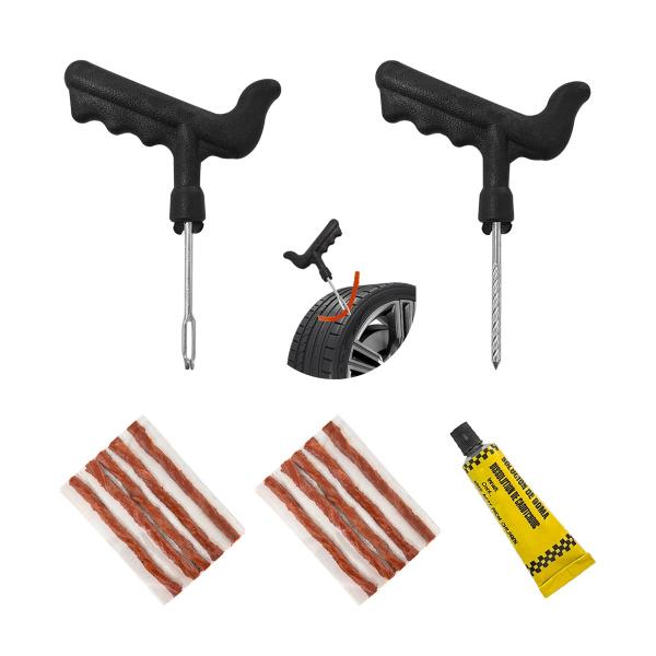 商品名: Yourkar タイヤ修理キット Tハンドルタイヤ修理ツール パンクやプラグフラットを固定するためのゴムひも10本付き 緊急タイヤ修理キット 車用ユニバーサルカーアクセサリー(大) Yourkar 13 PCS Tire Repa...