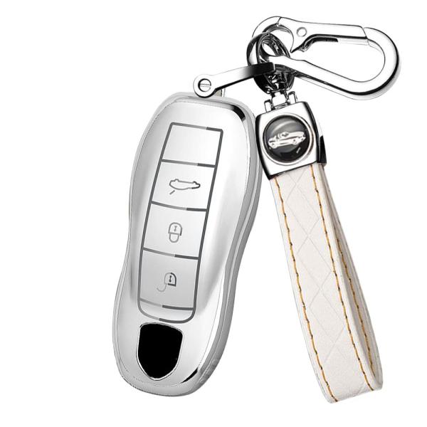 商品名:  GLUMZRK TPU Smart Remote Key Fob Cover with Keychain Fit for Porsche Cayenne Panamera Macan 718 911 918 Boxster Ca...