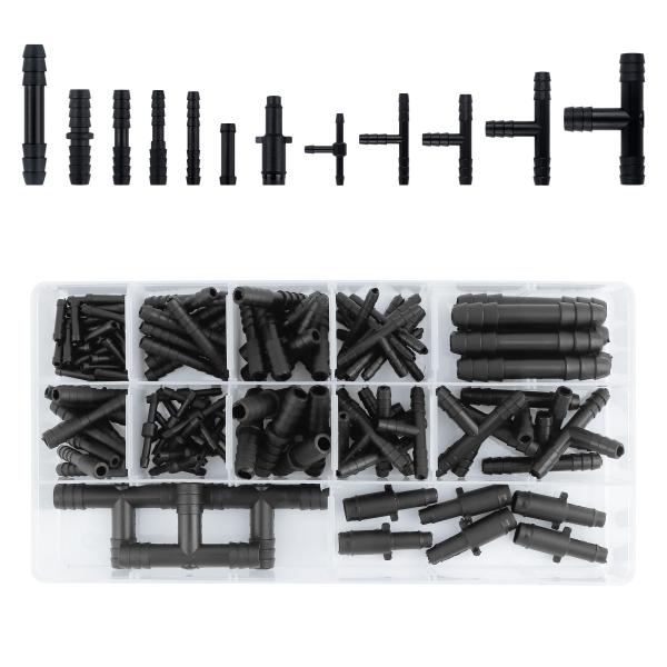 商品名: 自動車用真空ラインコネクタ113個、12種類(ストレートスルー、ティー)高性能真空ホースアダプターキット、Acuumホース自動車修理用ユニバーサル真空継手(113個)。 113PCS Automotive Vacuum Line ...