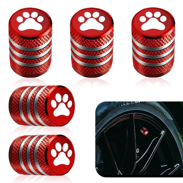 商品名: nodteem 5個 車用バルブカバー 0.45インチ x 0.65インチ かわいい犬の足跡 合金バルブダストキャップ ほとんどの車のタイヤに適しています(レッド) nodteem 5 PCS Car Valve Cover, 0...