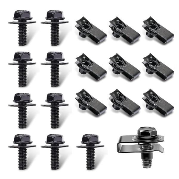 商品名:  Crynod Pack-20 Car Hood Guard Fixing Bolt Kit, Bumper Fender Liner Push Pull Metal Rust-resistant U Retainer, Body...