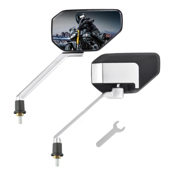 商品名:  2 Pack Motorcycle Mirrors for Handlebars,HD Wide Angle &amp; Multi-Angle Adjustable Motorcycle Side Mirrors,8mm Th...