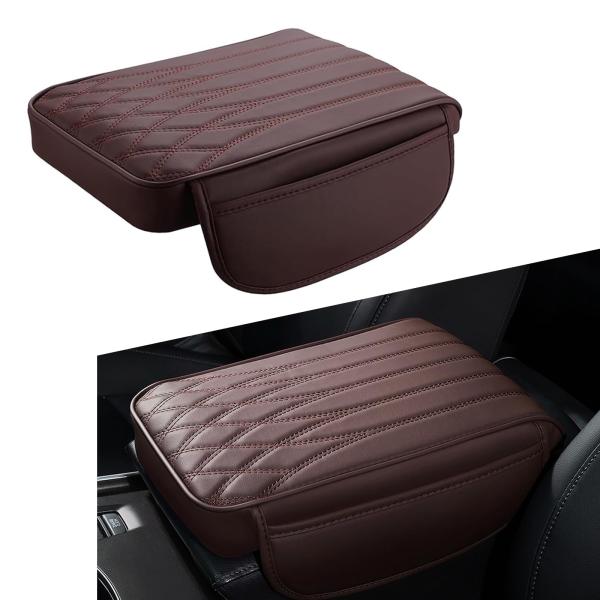 商品名: leediga 車用アームレストボックスパッド 収納ポケット付き 高さアップ機能 6秒リバウンドデザイン 12.59インチ x 8.66インチ x 1.96インチ 丈夫な車両保護カバー ほとんどの車に共通 (コーヒー) leedi...