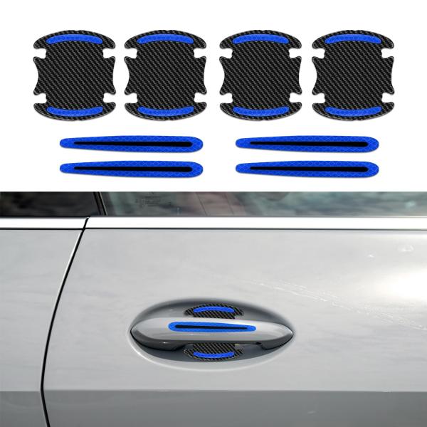 商品名: RGOAANC 車のドアハンドルプロテクター、車の反射ステッカー、ユニバーサルカーボンファイバーテクスチャ、車のドアハンドルスクラッチプロテクター、車の外装アクセサリー車のドアハンドル保護フィルム(ブルー) 8PCS Car Do...