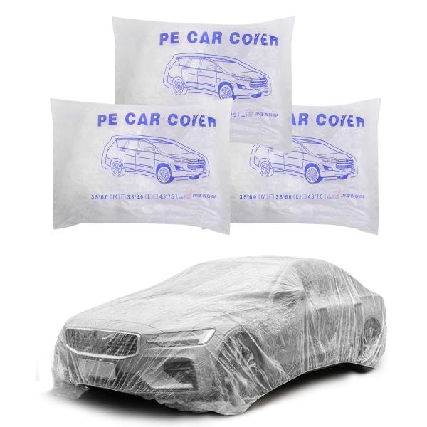 商品名: VARGTR 3パック カーカバー カーアクセサリー 自動車カバー プラスチックカーカバー 使い捨てカーカバー クリアカープロテクター ゴムバンド付き セダンアウトドア用 (XL(16フィート×24フィート)) VARGTR 3 ...