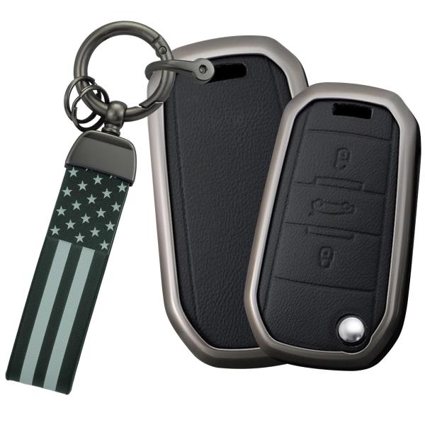 商品名: TECART キーフォブカバー プジョー 208 2008 301 308 3008 RCZ 508 408 2008 307用 シトロエン C3 C4 ベルリンゴ 2021年用 キーチェーン付きアクセサリー レザーカーキーケース...