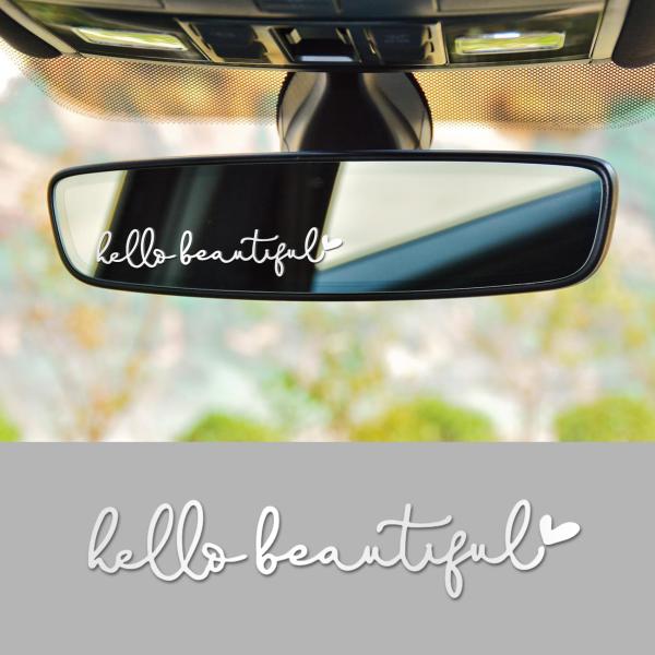 商品名:  RGOAANC Hello Beautiful Rearview Mirror Decal, Car Window Decals, Mirror Stickers for Cars, Inspirational Car Deca...