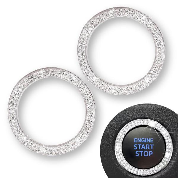 商品名: Sumjig(サムジグ) 2個 キラキラ光る車のスタートボタンリング、クリスタル車両イグニッションリングステッカー、内径1.18インチ、外径1.49インチ、車両イグニッション装飾リング、保護機能、ほとんどの車にユニバーサル(シルバ...