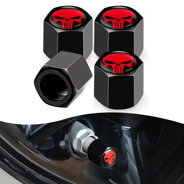 商品名: JawGrew 4個 車用タイヤバルブキャップ、タスクスカル装飾防塵シーリングバルブキャップ、メタルタイヤバルブステムパーツ(レッド) JawGrew 4 PCS Car Tire Valve Caps, Tusk Skull D...