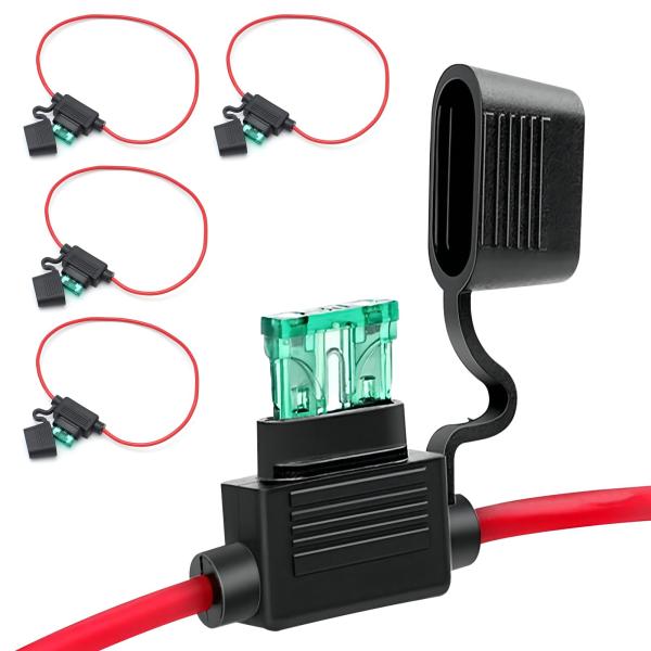 商品名: Irinidig Pack-5 防水インラインヒューズホルダー ピグテールブレードヒューズブロックリレー 12Amp付き ヒューズホルダー交換 自動車用ヒューズセット ユニバーサル自動車トラックオートバイ用 (ブラック) Irin...