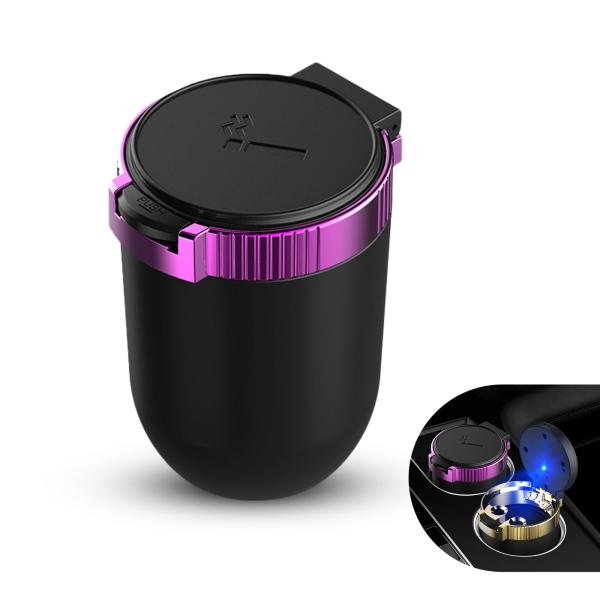 商品名: Sumjig(サムジグ) 車用灰皿 1個 2.75インチ x 1.9インチ x 3.9インチ 煙の臭いを遮断し、空気を新鮮に保ちます 蓋付き灰皿、取り外し可能で掃除可能な片手操作ストレージビン LED付き 車用 ユニバーサル(パー...