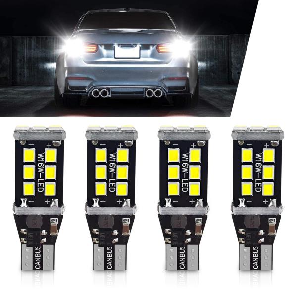 商品名:  jokormo 4 PCS T15 Car LED Decoding Reversing Light, 2835-15SMD 6000K Fast Heat Dissipation PC Board Smart IC Drive...