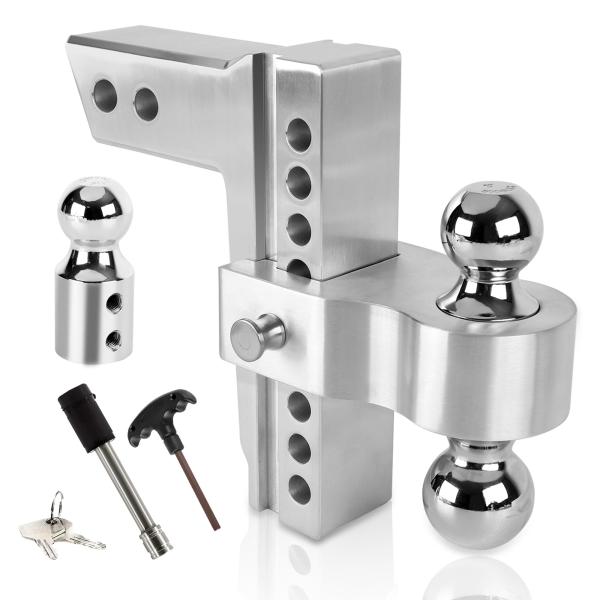 商品名:  Adjustable Trailer Hitch, 8 Inch Drop Hitch, Fits 2.5'' Receiver Hitch, Tri-Ball(1-7/8'', 2'', 2-5/16'') Heavy Dut...