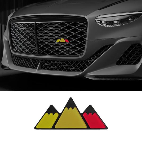 商品名: RGOAANC 車用3色グリルエンブレム、3色スノーマウンテンステッカー装飾、カーバンパートライアングルバッジデカール、カーデコレーションアクセサリー ユニバーサルフィット ほとんどの車 SUV 車両(レッド) RGOAANC C...