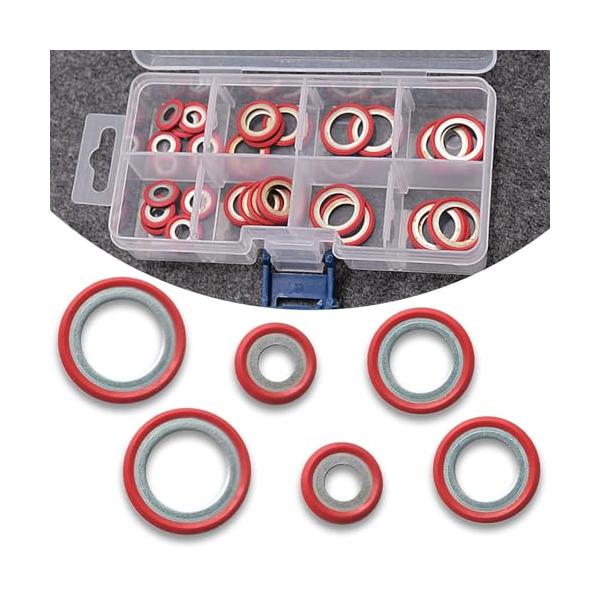 商品名: dawfall 30個 車 A/C コンプレッサー ガスケットキット Oリング ポート シール ワッシャー 交換用アクセサリー A/C 漏れ防止 ボンディング シール ガスケット アソート ほとんどの車 トラック SUV (レッド...