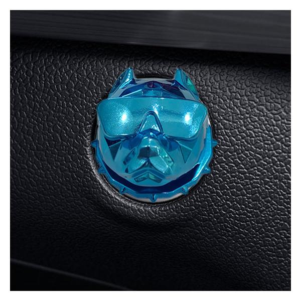 商品名: 車のプッシュからスタートボタンカバー、亜鉛合金エンジンスタートストップボタンカバーステッカー、車両点火スイッチカバー、ボタン装飾リング保護カバー、 いじめ犬の車のインテリアアクセサリー(ブルー) Car Push to Start...