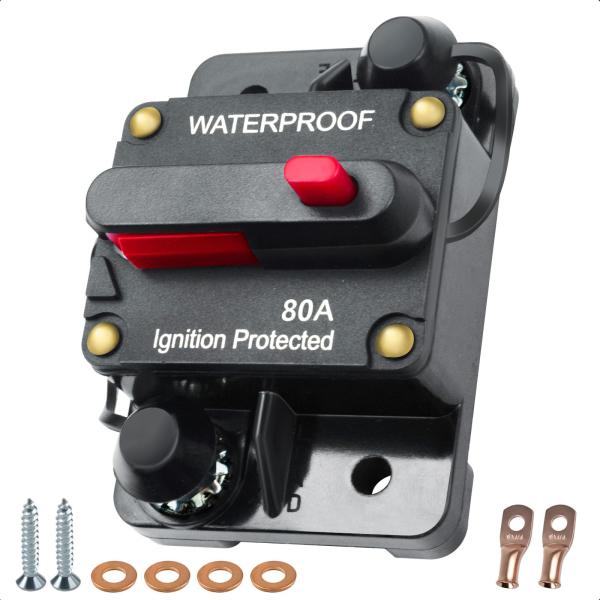 商品名:  80 amp Circuit Breaker, Manual Reset Inline Fuse Waterproof Circuit Breaker for Car Marine Trolling Motors Solar S...
