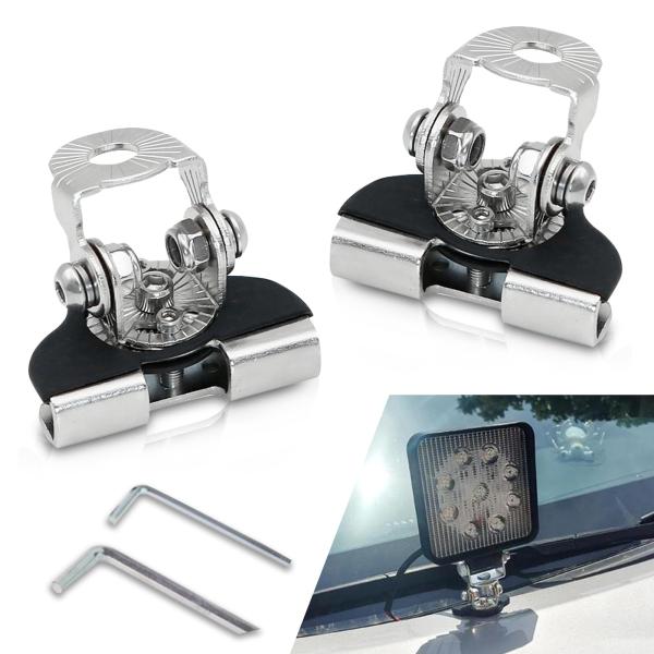 商品名: getfay 車用フードスポットライトホルダー 2個 丈夫な合金構造 + ゴム製衝撃吸収ラップワークライト取り付けブラケット 角度調節可能 LEDライト延長ベース 車用 ユニバーサル(シルバー) getfay 2 PCS Car ...