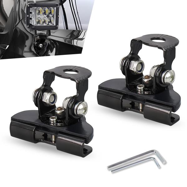 商品名: DYEKNEE 車用LEDライトグリルベース2個 1.3インチ x 2.15インチ 金属構造 + ラバーラップ耐衝撃固定ブラケット、角度調整可能 非破壊マウントアクセサリー 車に最適 (ブラック) DYEKNEE 2 PCS Ca...