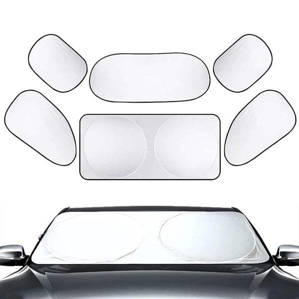 商品名: DYEKNEE 車用フロントガラス 6個 + サイドウィンドウバイザーセット フルカバーデザイン プライバシー 火傷防止 カーウィンドウ 断熱冷却バイザー 収納バッグ付き 車用 (シルバー) DYEKNEE 6 PCS Car F...