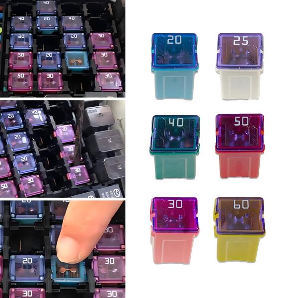 商品名: dawfall 6個 自動車 20A 25A 30A 40A 50A 60A 32V ロングヒューズコンボキット 色分けされた防水ハウジングヒューズキット ポータブル交換用アクセサリー 車、トラック、SUVに適しています(マルチカ...