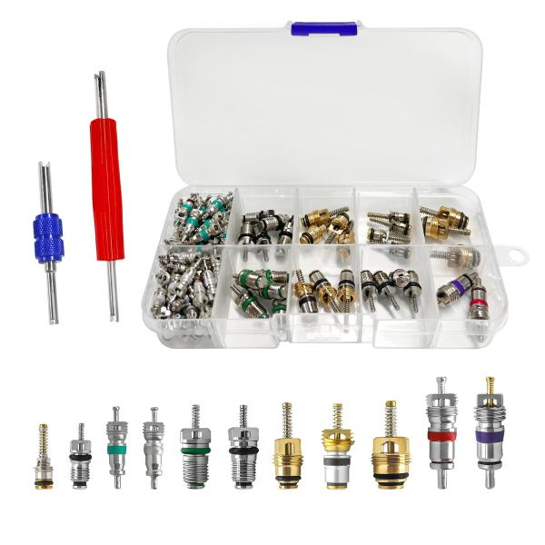 商品名: Yourkar エアコンバルブコアキット 102個 A/C 冷蔵庫 タイヤ バルブ ステム コア 修理キット R12 R22 R134a バルブコアキット リムーバー付き 車両 ホーム A/C カーアクセサリー Yourkar 1...